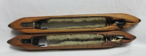 Lot of 2 Vintage Wooden Steel Tip Weaving Loom Boat Shuttles PRIMITIVE ...