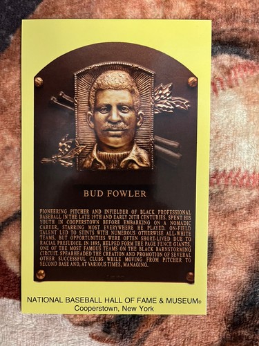 Bud Fowler Postcard - 2022 Baseball Hall of Fame Induction Plaque ...