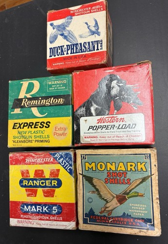 5 Vintage Shotshell ammo boxes Empty Winchester Remington Federal ...