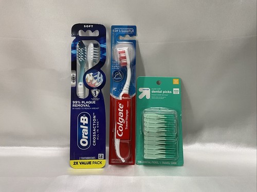 Oral-B CrossAction, Colgate Travel Combo Toothbrushes with pack of ...