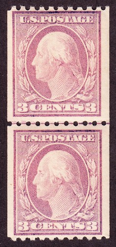 (10017) U.S./US: #489 coil line pair NH, OG; dull violet shade, nicely ...
