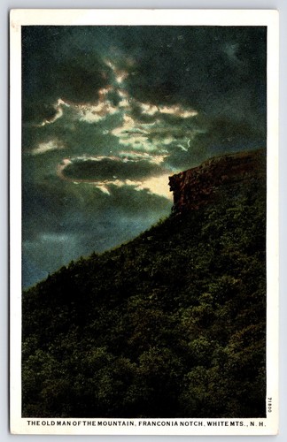 Postcard NH Franconia Notch Old Man of the Mountain by Night Vintage PC ...