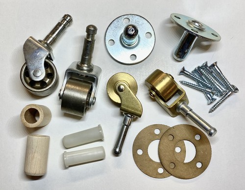 Piano Full Caster/Wheel Set Spinet/Console 1 pr ea brass front and ...