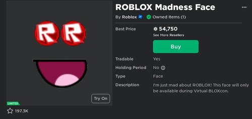 ROBLOX Madness Face (CHEAP) | eBay