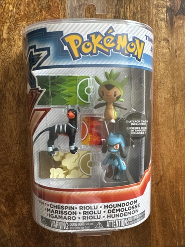 Pokemon Tomy Battle Figure 3-Pack - Chespin, Riolu, Houndoom - NEW ...
