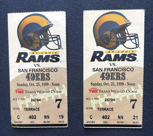 Lot Of 2 - JERRY RICE RECORD BREAKING TICKET STUB 49ers vs Rams 1998 | eBay