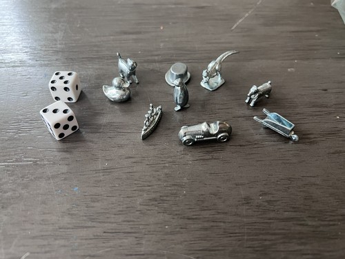 Set 8 Genuine Monopoly Tokens Rubber Duck Penguin T-Rex Ship Scottie ...
