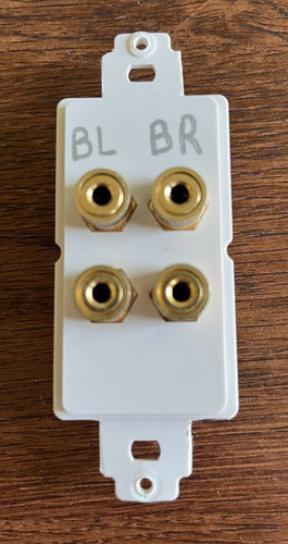 2 Speaker (4 Post) Wall Jack, White, Banana Plug, Surround Sound, Box ...
