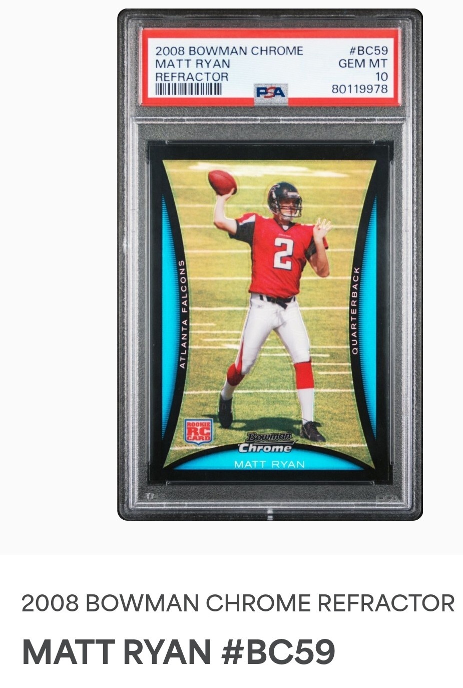 Matt Ryan 2008 Bowman Chrome #BC59 Refractor Price Guide - Sports Card ...