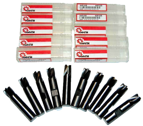 10 Pcs. Hanita 1/2" Carbide Fine-Pitch Roughing End Mills-S.S,Titanium ...