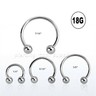 PAIR 12G 1/2" Surgical Steel 6mm Ball Horseshoe Circular Barbell Septum ...