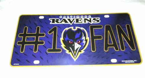 BALTIMORE RAVENS #1 FAN EMBOSSED METAL LICENSE PLATE #2 - NEW | eBay