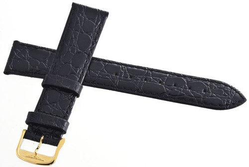 19mm Longines Black Croc Replacement Watch Band Strap Gold Buckle | eBay