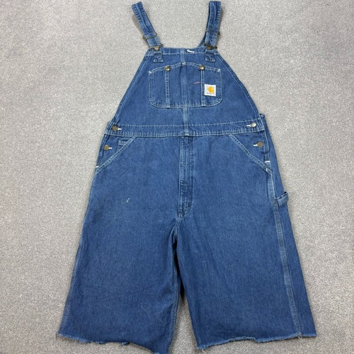 Carhartt Dungarees Adult 36x12 Blue Overalls Bib Denim Carpenter Cut ...