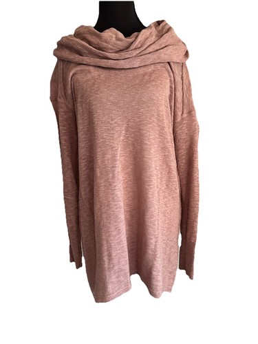 Ruby Moon Long Sleeve Dusty Rose Cowl Neck Lightweight Tunic Sweater ...