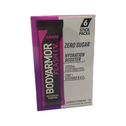 BODYARMOR Flash IV Electrolyte 6 Packets Grape - Zero Sugar - Hydration ...