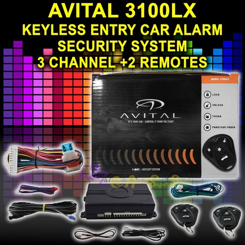 AVITAL 3100LX KEYLESS ENTRY CAR ALARM SECURITY SYSTEM 3 CHANNEL +2 ...