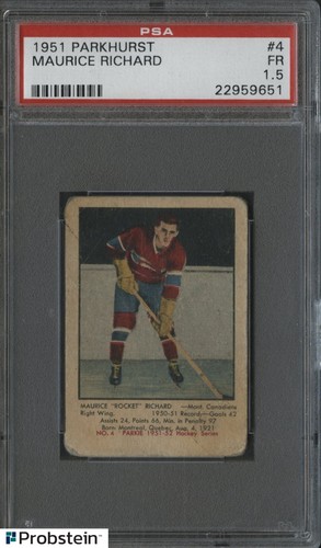 1951 Parkhurst Hockey #4 Maurice Richard Canadiens RC Rookie HOF PSA 1. ...