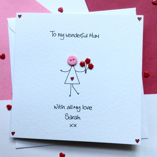 Personalised Handmade button Mothers Mother's Day card | eBay UK