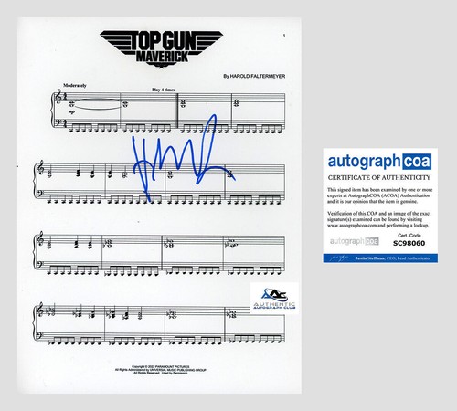 COMPOSER HANS ZIMMER AUTOGRAPH SIGNED TOP GUN MAVERICK SHEET MUSIC ACOA ...