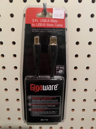 set of 2 3-Ft. Gold USB-A Male To USB-B Male Cable RadioShack Gigaware ...