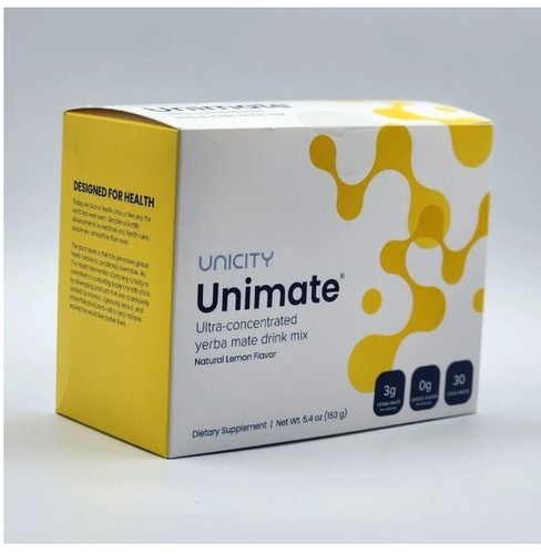 Unicity Unimate Yerba Mate Drink Mix Lemon 30 Packets New in Box Exp 07 ...
