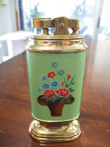 Fire-Lite TALLBOY MF'DFOR GDL JAPAN,ENAMELED TABLE LIGHTER FLOWERS IN ...