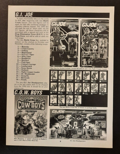1993 GI JOE Battle Corps Action Figures playset ~ Magazine Preview Page ...