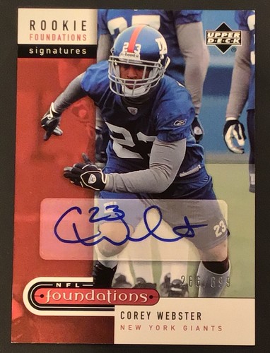 COREY WEBSTER AUTHENTIC ROOKIE CERTIFIED SIGNED AUTOGRAPHED CARD GIANTS ...