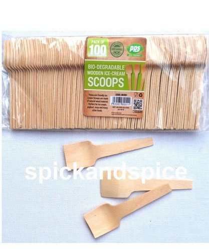 100 x Biodegradable Tiny Wooden Scoops Spoon for ice cream party ...