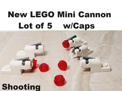 New LEGO Cannon Mini Lot of 5 with Cap WHITE solid Color Push Lever ...