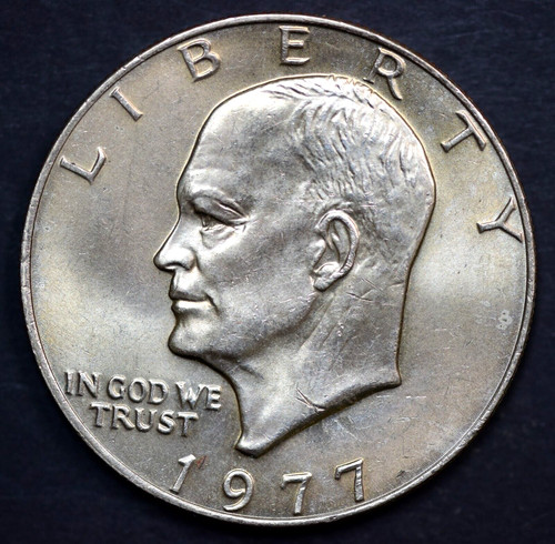 1977 Eisenhower $1 Dollar 38.1mm Copper-Nic Clad Coin, KM# 203, FREE ...