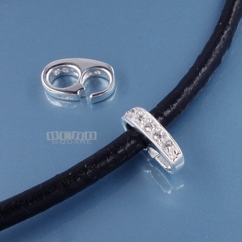 Solid Sterling Silver 5 CZ Crystal Pendant Bail w/Open Loop 10mm #33323 ...