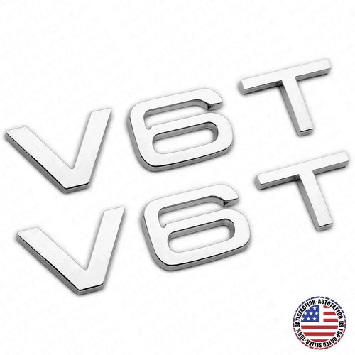 2x Audi OEM Chrome V6T Side Fender Marker Letter Badge Emblem Badge ...