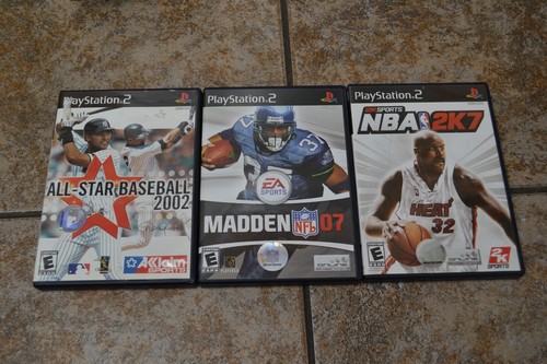 NBA 2K7 MLB Baseball 2002 NFL Madden 07 Complete Tested Lot of 3 PS2 ...