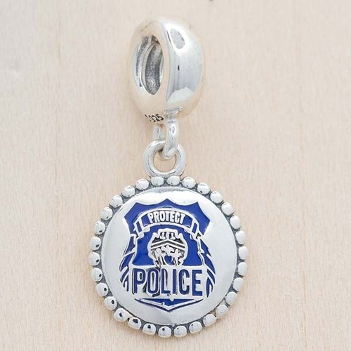 PANDORA+Charm+Police+Badge+Dangle+Eng791169+54+%26+Suede+Pouch for sale ...