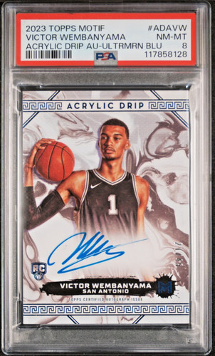 2023 VICTOR WEMBANYAMA ROOKIE AUTO /49 TOPPS MOTIF ACRYLIC DRIP BLUE ...