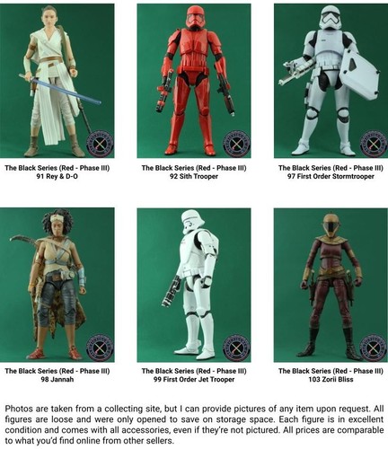 Star Wars Black Series Red Phase III Action Figures Rise of Skywalker ...