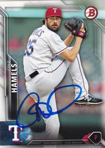 COLE HAMELS TEXAS RANGERS SIGNED CARD PHILADELPHIA PHILLIES CUBS ...