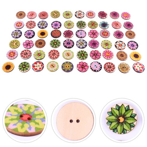 Creative Flower Buttons Sewing Buttons Round Wood Fasteners Sewing ...
