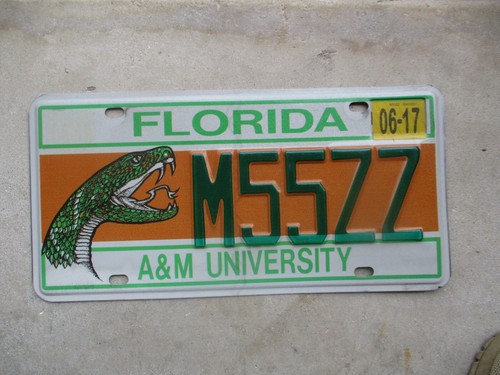 Florida 2017 A & M University SNAKE license plate # M55ZZ | eBay