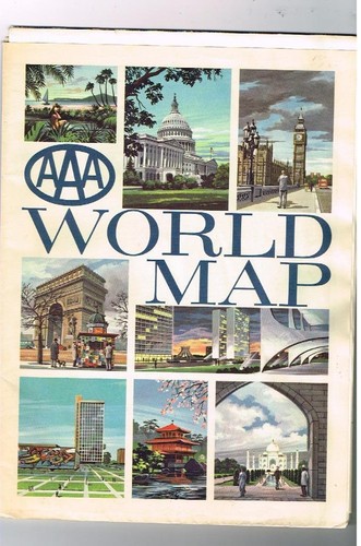 1962 AAA World Map; Principal Cities & Countries of the World ...