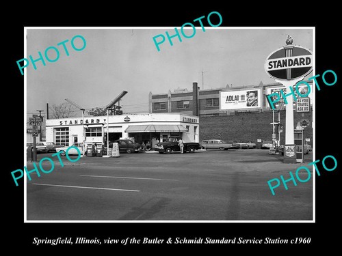 OLD 8x6 HISTORIC PHOTO OF SPRINGFIELD ILLINOIS STANDARD SERVICE STATION ...