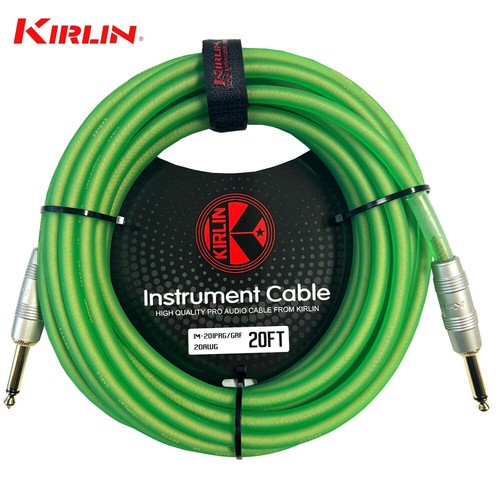 Kirlin 20FT 1/4" Mono Translucent Green Instrument Cable IM-201 WCG-20 ...