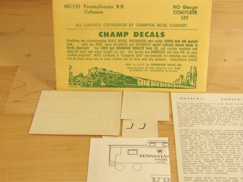 Champ Decals HO HC-121 Pennsylvania R.R. Caboose | eBay