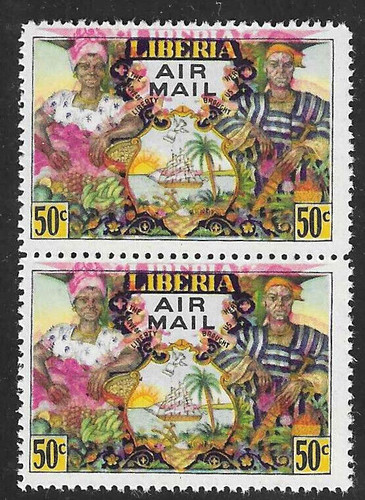 Liberia 1949 Szyk designed 50c Founder's issue, MISPRINT of RED color ...