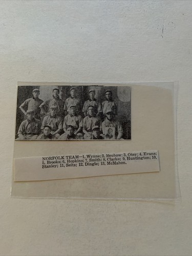 Norfolk Tars Win Clark Bill Otey Buck Hopkins 1906 Baseball Small Team ...