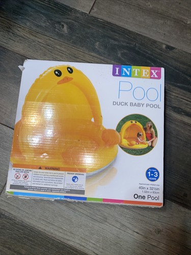 Intex Duck Baby Pool Inflatable Blow up Splash Squeakers Shaded Canopy ...