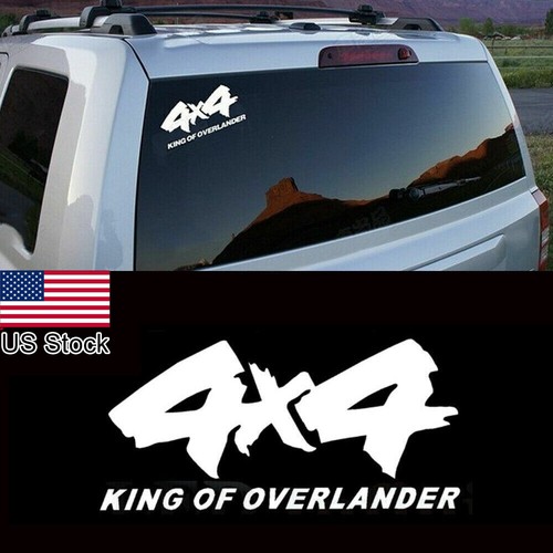1Pc 18cm White 4x4 KING OF OVERLANDER Decal Car Rear Trunk Window Cover ...