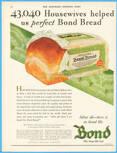 1929 General Baking Company BOND BREAD Housewives Helped 1920's Kitchen ...